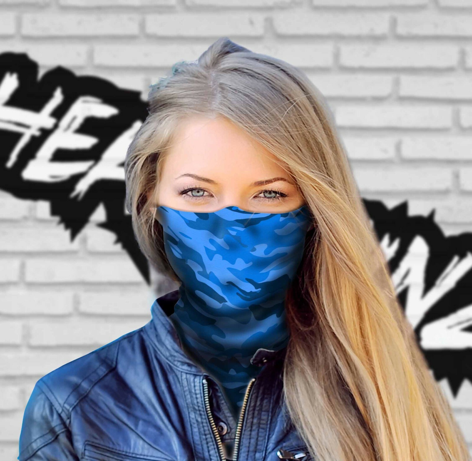 BLUE CAMO: Neck Gaiter Snood Bandana Head Tube Face Sock Mask Shield ...