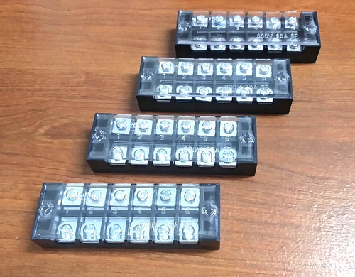 4 BBT 25 amp 6 Position Marine Grade Terminal Blocks w/Clear Safety ...