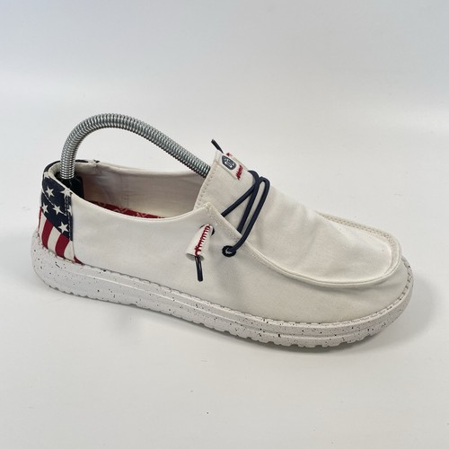 Hey Dude Wendy Americana Off White Womens Slip On Loafers Shoes Size 9 ...