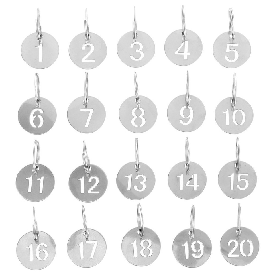 20 Sets Stainless Steel Round Stamping Tags Number Pendant Keychain ...