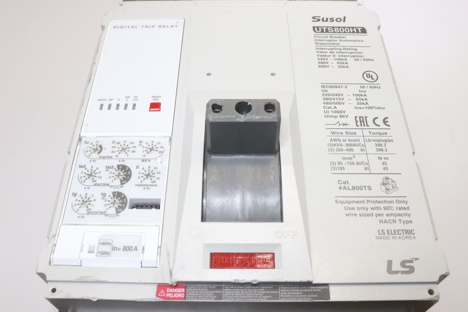 SUSOL UTS800HT 800A 3-POLE CIRCUIT BREAKER/MCCB, 65KA@480V, DIGITAL ...