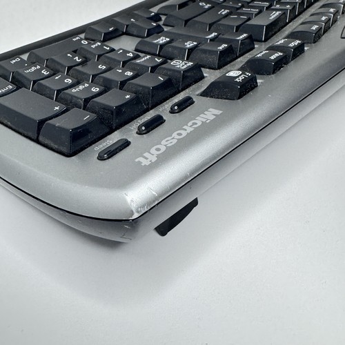 Microsoft Wireless Keyboard 4000 Model 1027 Black Silver Ergonomic NO ...