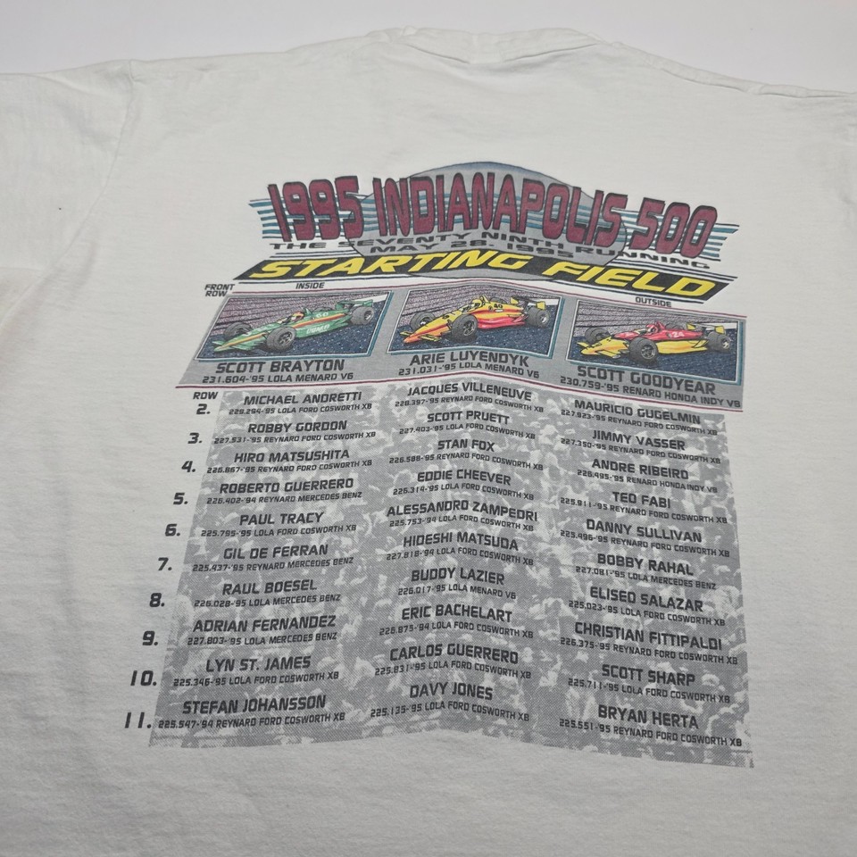 VTG Indianapolis 500 Indycar Racing Double Sided T-Shirt Men XL Stain ...