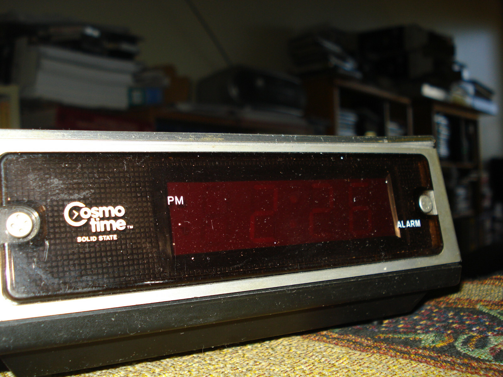 Cosmo time electric red LED Alarm Clock, Faux wood and Black, time ...