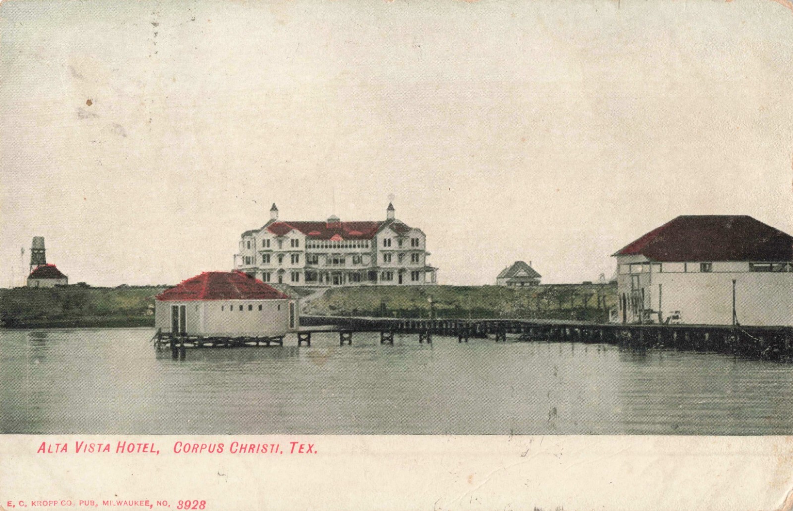 Postcard TX Corpus Christi Texas-Alta Vista Hotel-c1908-Boathouse-Water ...