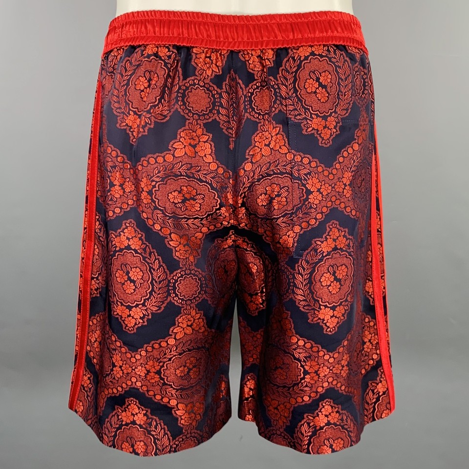 GUCCI 2018 Size 28 Red Black Jacquard Viscose Blend Joggers Shorts | eBay