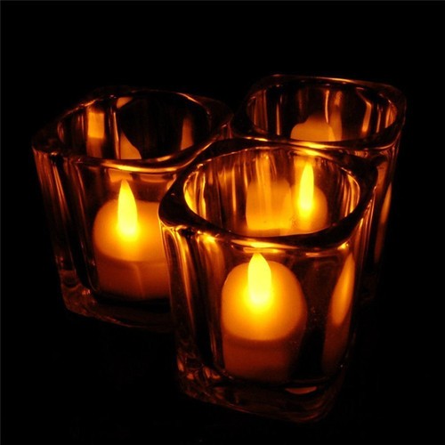 LED Flame-less Realistic Flickering Effect Tea Light Candles (Set of 12 ...