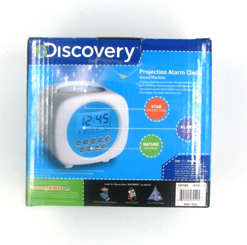 DISCOVERY Projection Alarm Clock Sound Machine Fills Room With Glowing ...
