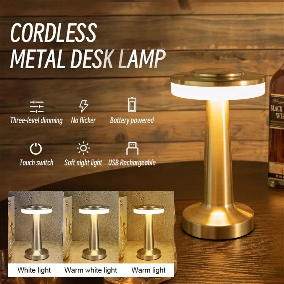 Dimmbar Akku Tischleuchte Touch Tischlampe LED Lampe USB Innen & Außen ...