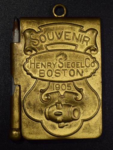 1905 Henry Siegel Co. Boston Brass Antique Souvenir Notepad | eBay