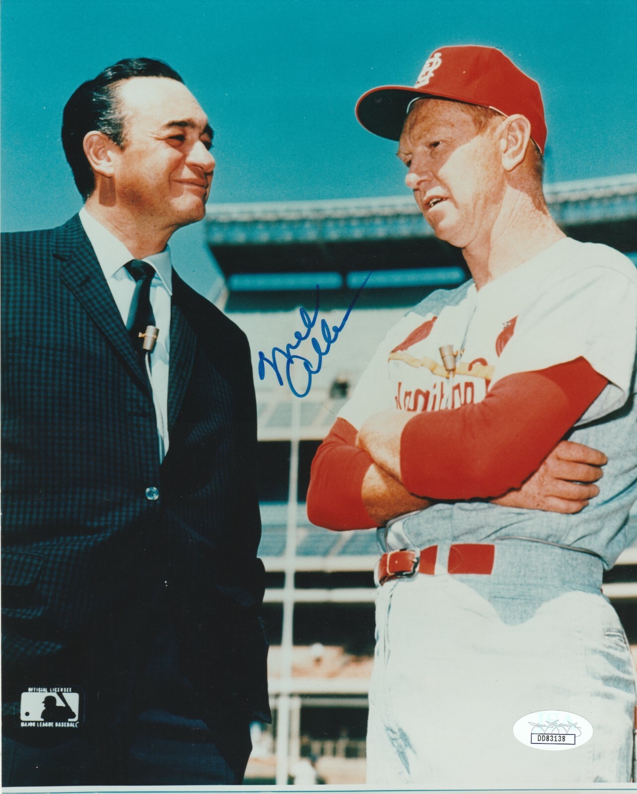 MEL ALLEN ANNOUNCER SIGNED 8X10 PHOTO WITH RED SCHOENDIENST CARDINALS ...