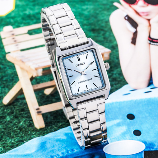 Casio Women LTP-V007D-2EDF Analog metal band Watch Blue Dial Original ...