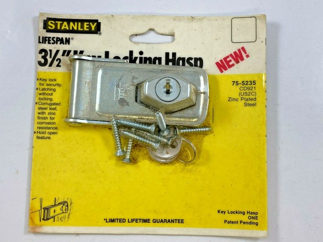 Stanley Lifespan Key Locking Hasp 3 1/2" Zinc Plated 75-5235 for sale ...