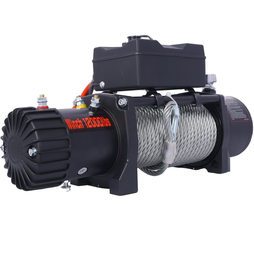 12V 12000LB Electric Winch Towing Trailer Steel Cable Waterproof Winch ...