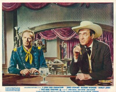 Two Rode Together original lobby card richard Widmark James Stewart at ...