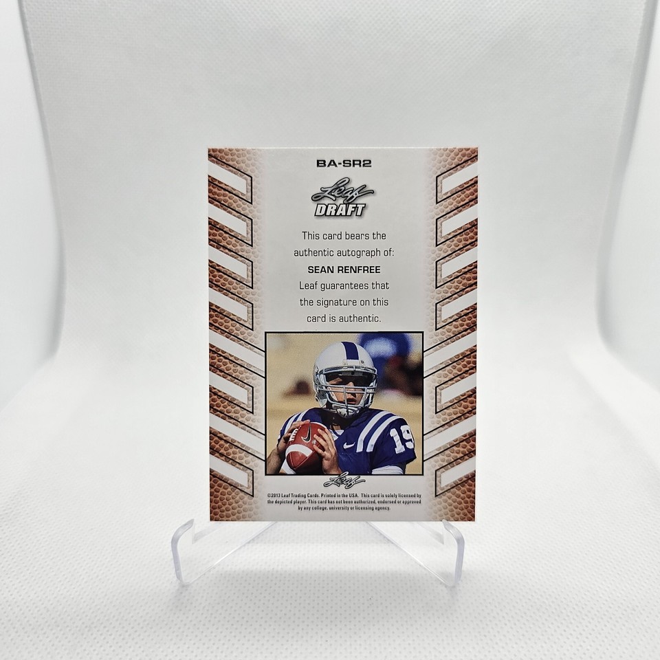 2013 Leaf Draft Sean Renfree Duke Buccaneers Falcons Rookie Card RC ...