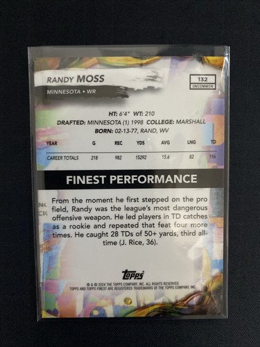 2024 Topps Finest Randy Moss /25 SSP Gold Refractor Minnesota Vikings ...