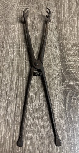 Rare Primitive 19th Century Iron Forged Meat Tongs With Spring Action ...