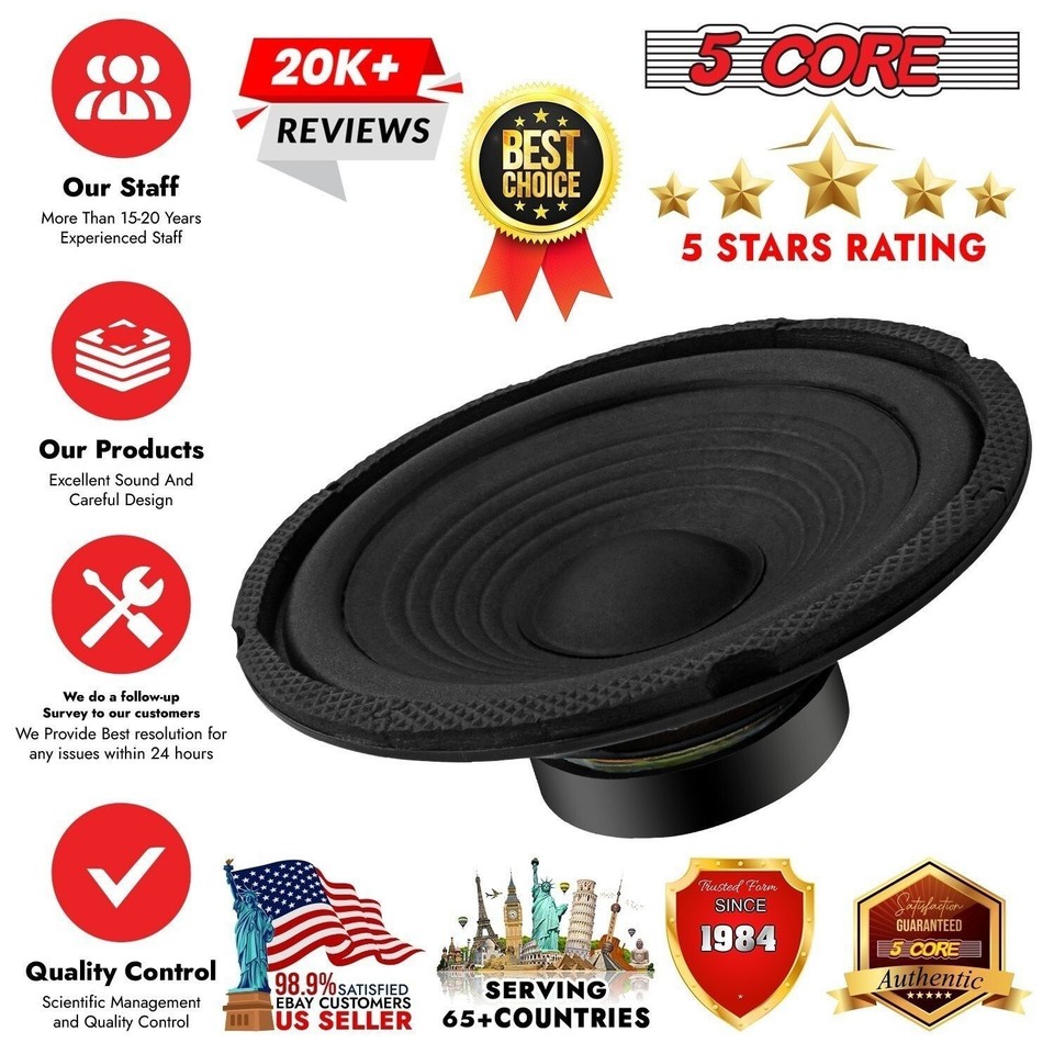 5 Core 6.5 Inch Subwoofer 300W Car Audio 4Ohm Deep Bass Sub Woofer Loud ...