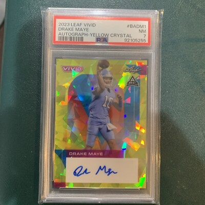 2023 Leaf Vivid Drake Maye Yellow Crystal /10 RC Auto PSA | eBay