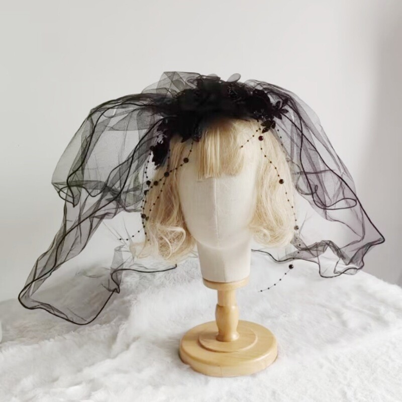 Party Veil Lolitas Head Veil Gothic Vintage Dark Princesses Prom ...