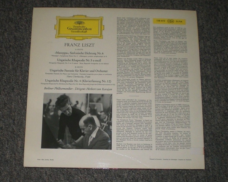 Liszt: Mazeppa~Ungarische Fantasie~Herbert Von Karajan~German IMPORT ...
