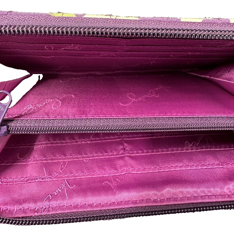 Vera Bradley Quilted Purple Green Floral Accordion Zippered Wallet 16 ...