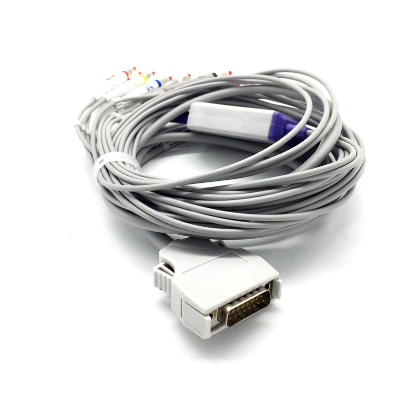 Compatible Mortara ELI 250 ELI150 EKG ECG Cable 10 Leads15Pins Banana4 ...