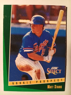MATT STAIRS "RC PROSPECT MONTREAL EXPOS 1993 SCORE SELECT BASEBALL CARD ...