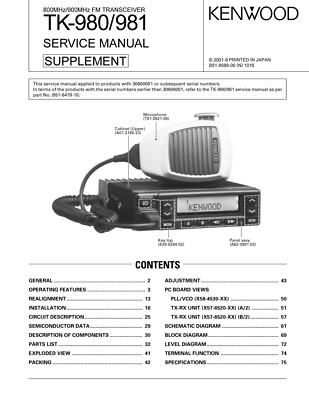 Service Manual Guide For Kenwood TK-980, TK-981 | eBay