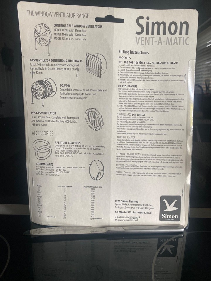 simon vent-A-matic 106 non electric window ventilator | eBay UK