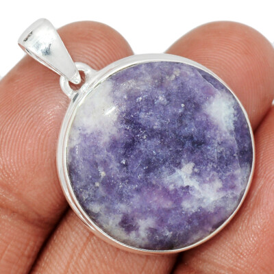 Natural Purple Lepidolite Worry Stone 925 Silver Pendant Jewelry ...