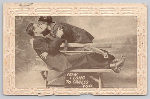 How I Long To Caress You Pretty Lady Making The Moves ANTIQUE POSTCARD ...