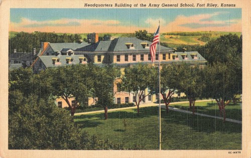 Fort Riley KS Kansas, Army General School Headquarters Building Vintage ...
