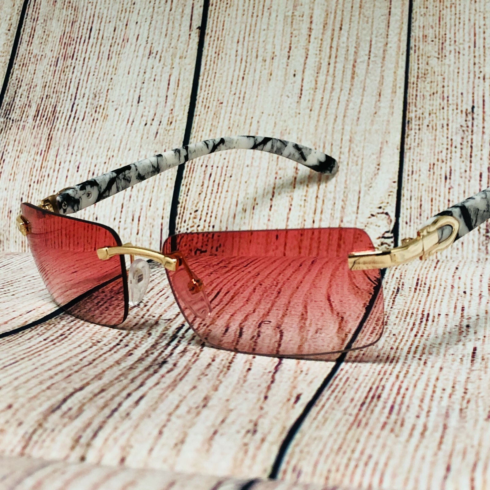 Mens Classy Style Wood Buff Retro 90s Hip Hop Rapper Gangster Rimless ...