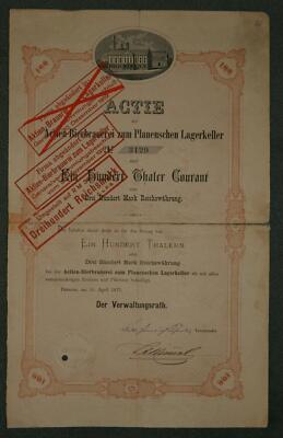 Aciten-Bierbrauerei zum Plauenschen Lagerkeller 1875 100 Thaler | eBay.de