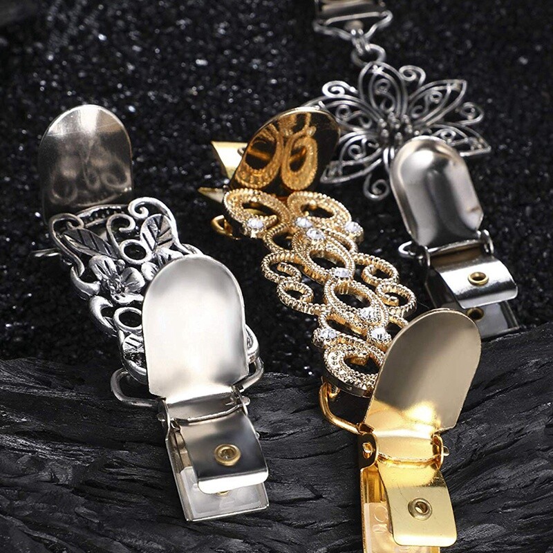 1X(3 Pieces Sweater Shawl Clips Dresses Cardigan Brooch Clip Vintage ...