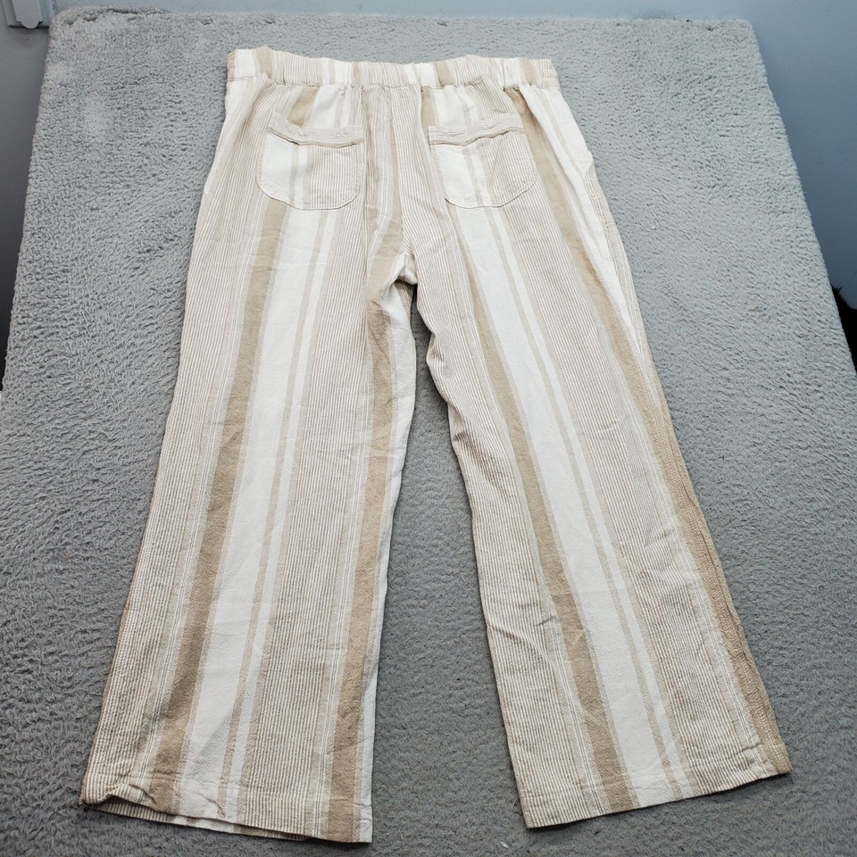 Denim & Company Trouser Pants Womens Large Multi Striped Slash Pockets ...