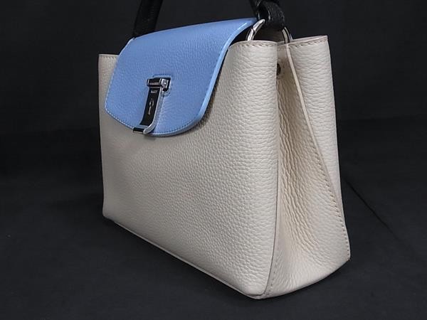 Bally Layka Leather 2Way Shoulder Bag Handbag Women'S Beige Light Blue ...