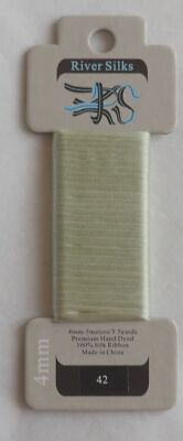 ~ River Silks SILK RIBBON 4mm. COLOR 42 Reed Hand Dyed 5.5 Y Wont run ...