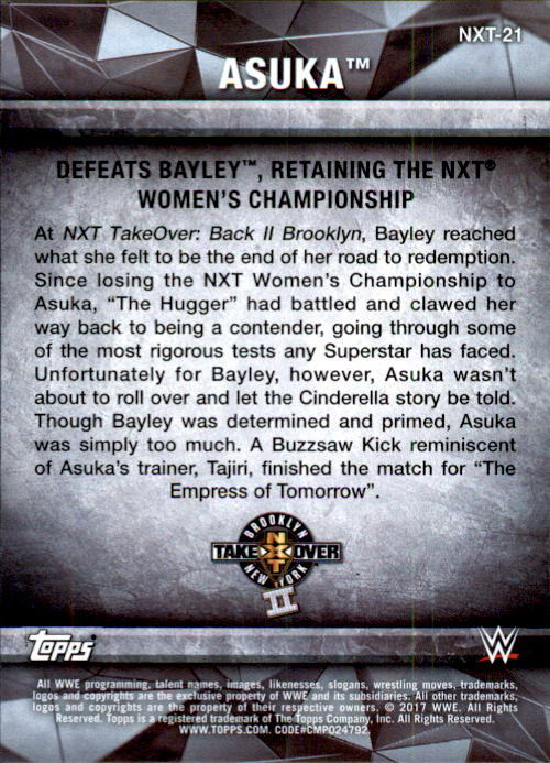 Asuka 2017 Topps WWE Women's Division Best Matches & Moments Card #NXT ...