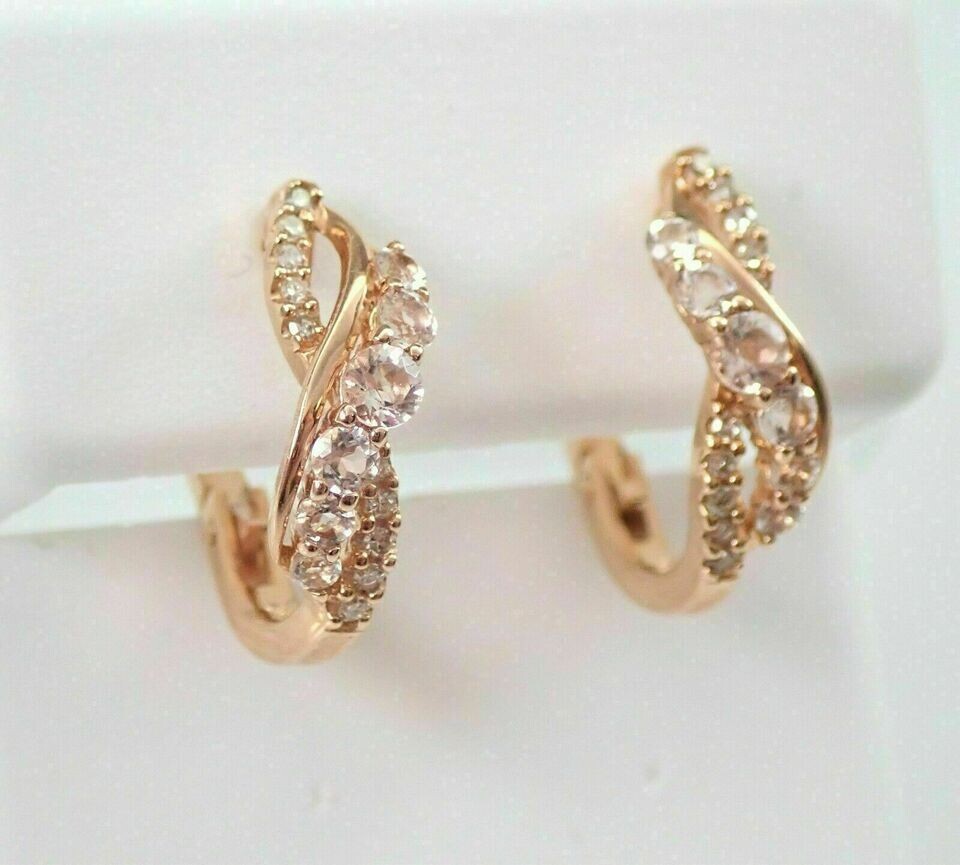 1.6 Ct Real Moissanite Infinity Hoop Huggie Earrings Gift 14K Rose Gold ...