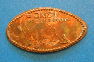 OMSI elongated penny Portland Oregon USA cent Brontosaurus souvenir ...