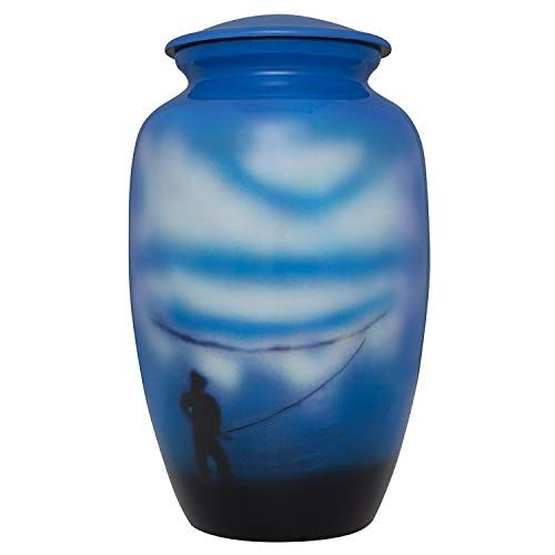Funeral Cremation Urn with Fishing Man - for Human Fisherman ...