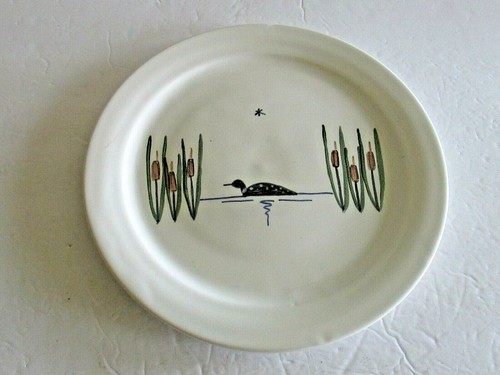 Vtg Pushaw Pottery Maine Loon Loons Cattails 11" Charger Serving Plate ...