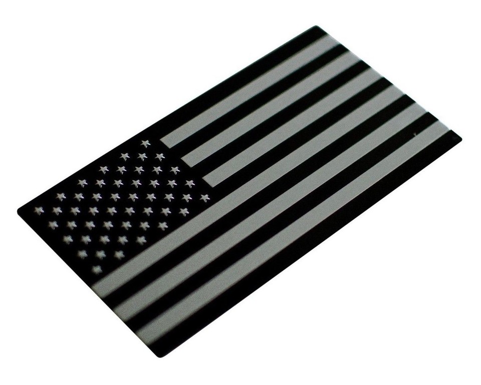 2x 3D ALUMINUM American Flag Decal Sticker Emblem 3M Black/Silver HUGE ...