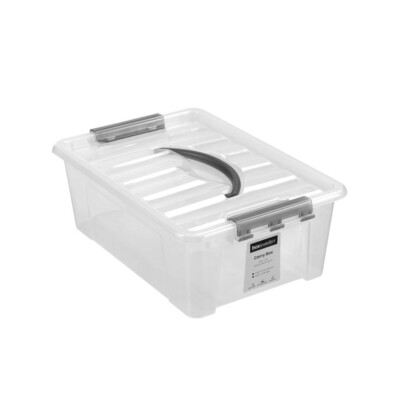 12 x 8L Plastic Storage Boxes w Lid and Handle Containers Tub Bin 36x24 ...