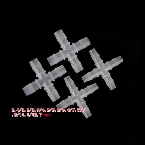X Cross 4 Way Pipe Plastic Connector Hose Barb Joiner Tube Fittings Φ2 ...
