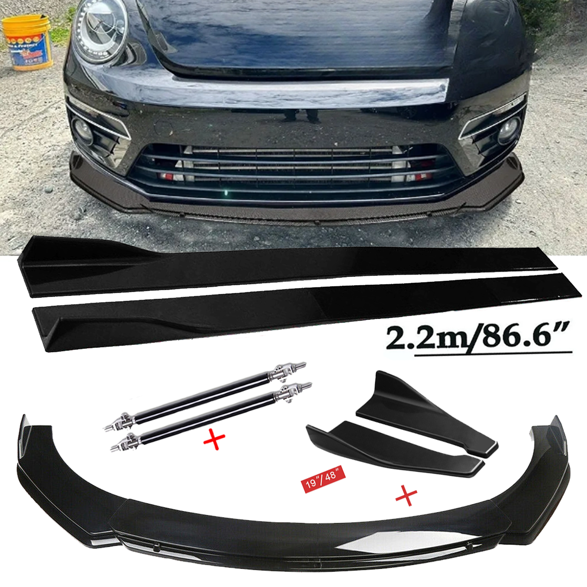 For Vw Beetle R-line Front Bumper Lip Spoiler Side Skirts Rear Lip ...