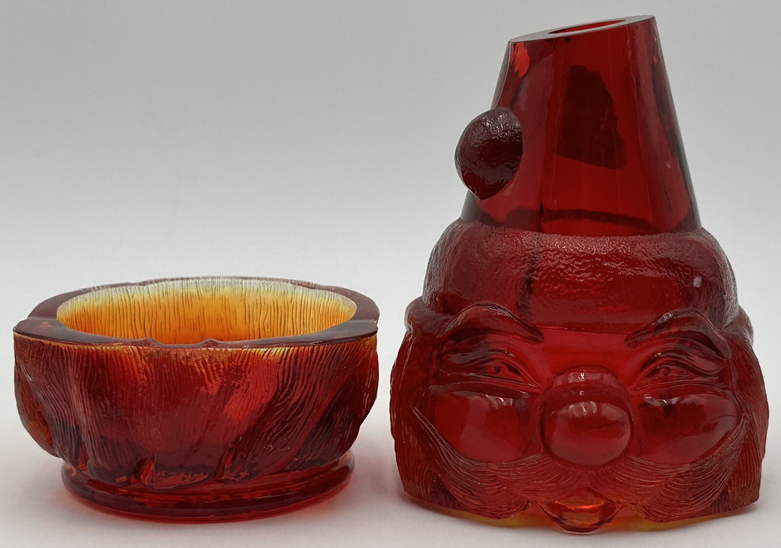 Fenton Glass Red Santa Claus Fairy Lamp Candle Holder Amberina Vintage ...